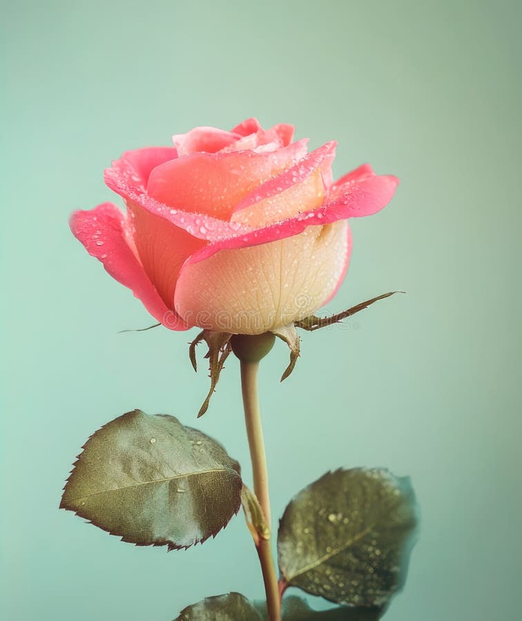 A Pink Rose with Dew Drops on it Stock Image - Image of gardening ...