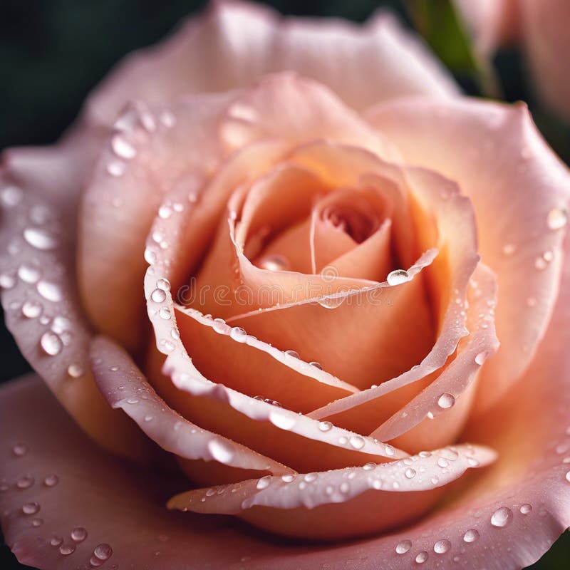 Pink Rose with Dew Drops on the Petals Stock Image - Image of flora ...