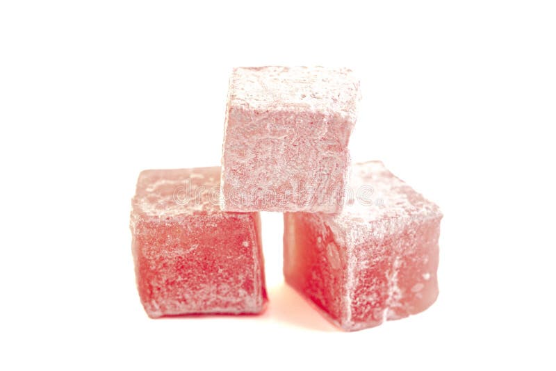 Pink Rose Flavored Turkish Delight on a White Background Stock Image ...