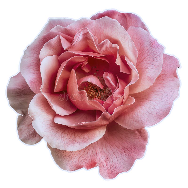 Pink Rose Flower Close Up Cut Out Sticker Stock Image - Image of ...