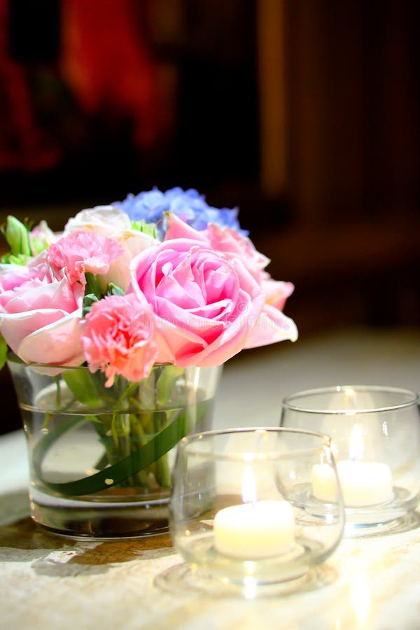 Pink Rose Flower in a Vase. Stock Image - Image of arrangement ...