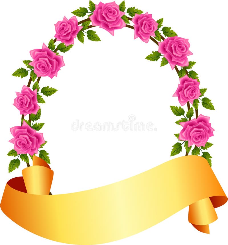 Hqert Pink Rose and Pearls Frame Stock Illustration - Illustration of ...