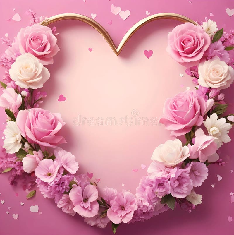 Pink Rose Frame Pink Roses Frame Heart of Roses Stock Illustration ...