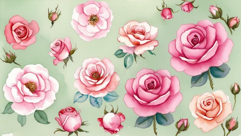The Pink Rose in the Garden for Pattern Art, Wallpapers, Fablic Stock ...