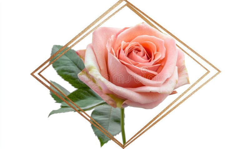 A Pink Rose with a Gold Frame Stock Image - Image of romance, fresh ...