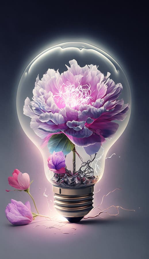 Pink Rose Inside a Lightbulb Stock Illustration - Illustration of ...