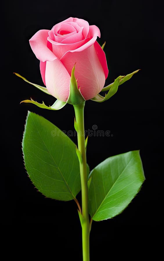 Pink Rose Isolated on a Black Background, Beautiful Pink Rose Isolated ...