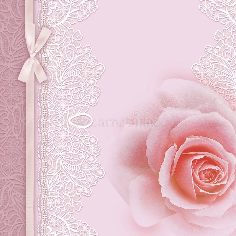 Pink Rose on Lace Background Postcard Cover Stock Image - Image of ...