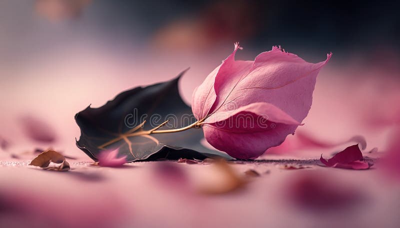 A Pink Rose is Laying on the Ground with Petals Scattered Around it ...