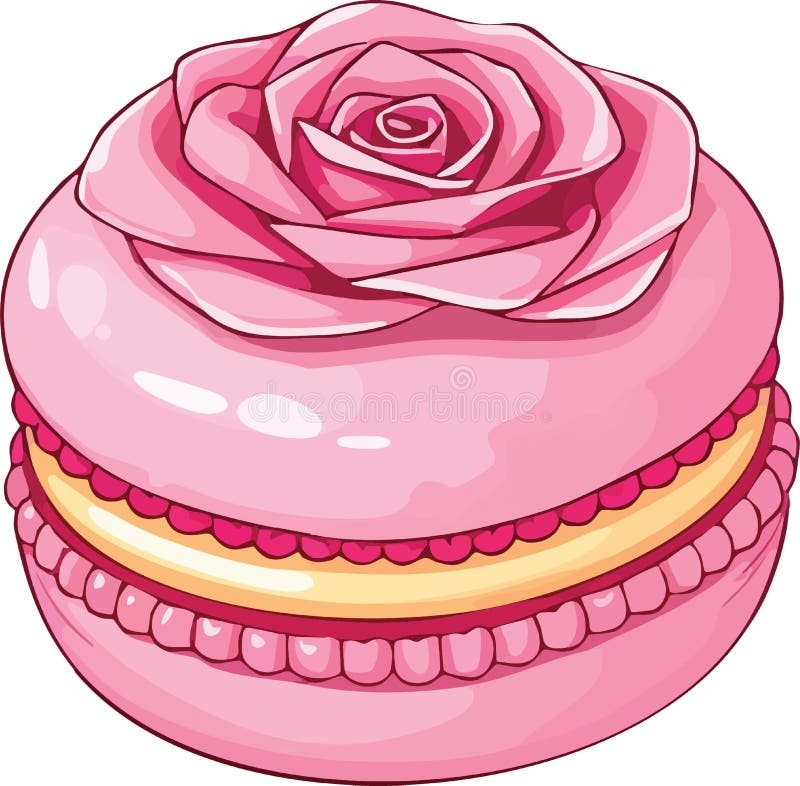 Pink Rose Macaron Illustration Stock Vector - Illustration of ...
