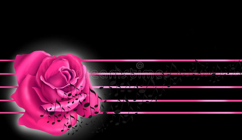 Pink rose and notes stock illustration. Illustration of leaf - 4854475