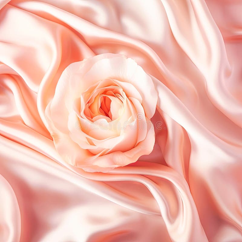 Pink Rose Peach White Silk Satin. Creases in Fabric Stock Image - Image ...
