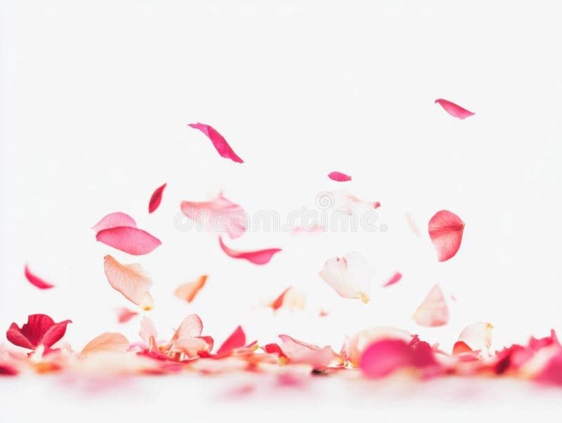Pink Rose Petals Falling on a White Background Stock Illustration ...