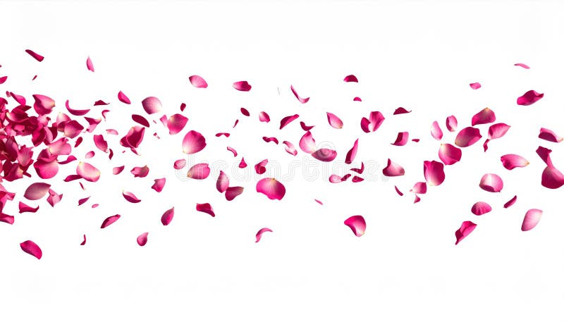 Pink Rose Petals Falling on White Background Stock Illustration ...