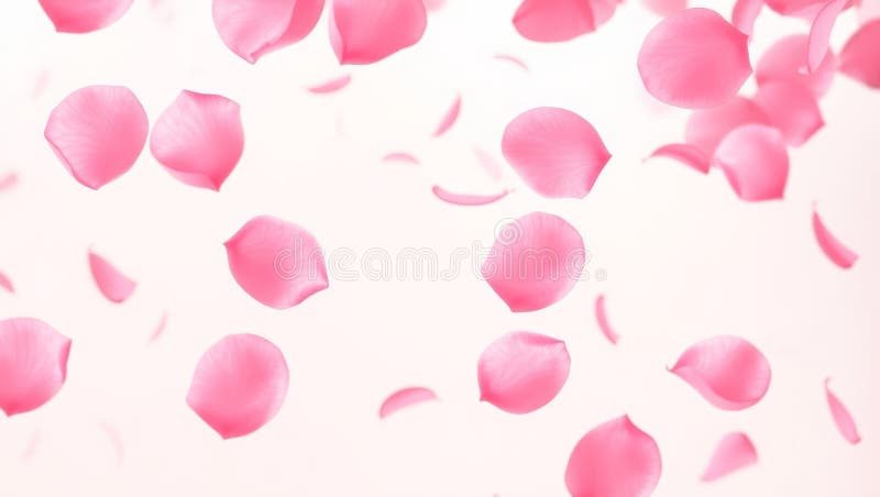Pink Rose Petals Falling on White Background Creating Romantic ...