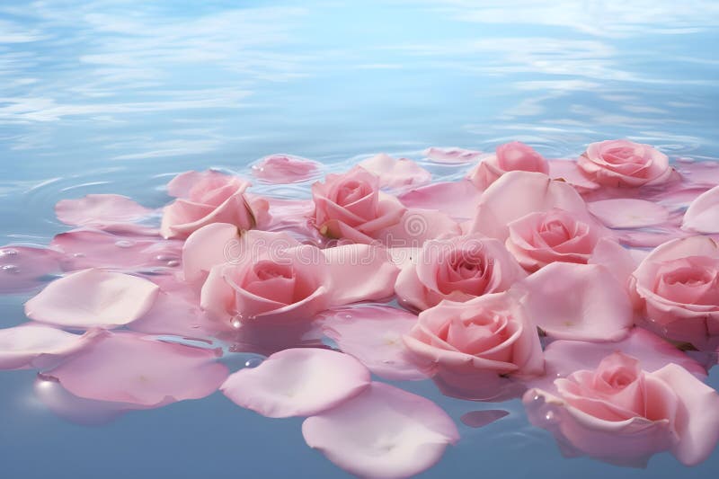 Pink Rose Petals Floating on the Surface of Swimming Pool in Hotel - Ai ...