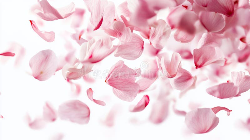 Pink Rose Petals Floating on White Background, Romantic Floral Concept ...