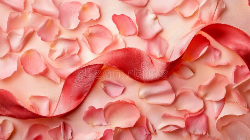 Pink Rose Petals and Red Ribbon Texture Stock Illustration ...