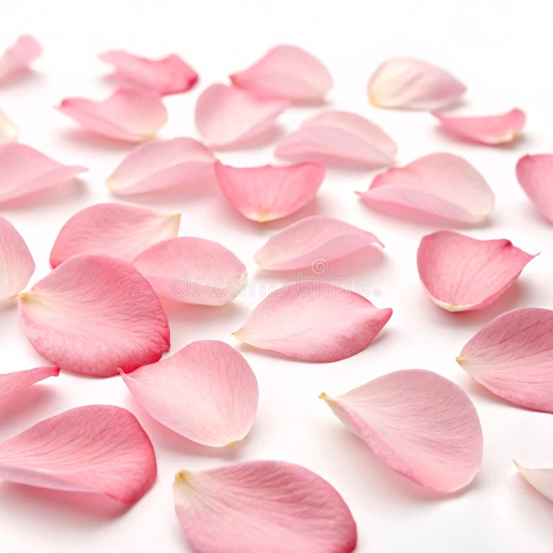 Pink Rose Petals Scattered on a White Background Stock Illustration ...