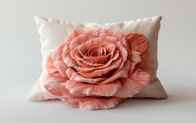 Pink Rose Pillow on White -Generative Ai Stock Photo - Image of ...