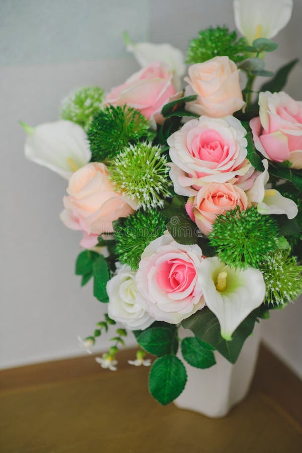 Pink Rose on Pot Decorate in Room Stock Image - Image of room, plant ...