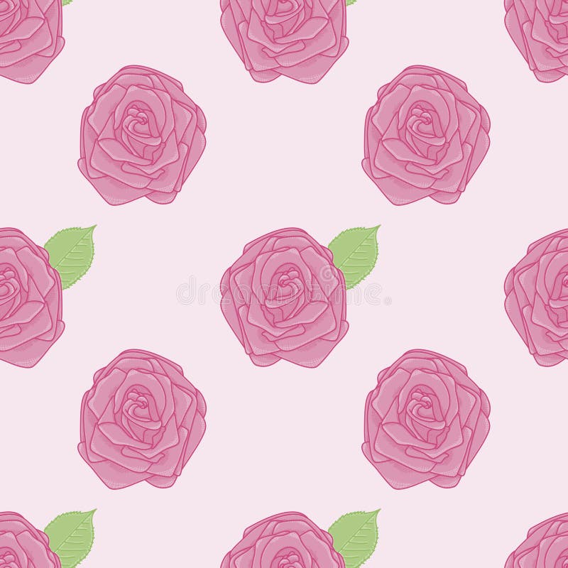 Pink Rose Seamless Vector Pattern Stock Vector - Illustration of ...