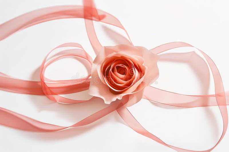 A Pink Rose is Shaped with Ribbon Stock Image - Image of peach, pink ...