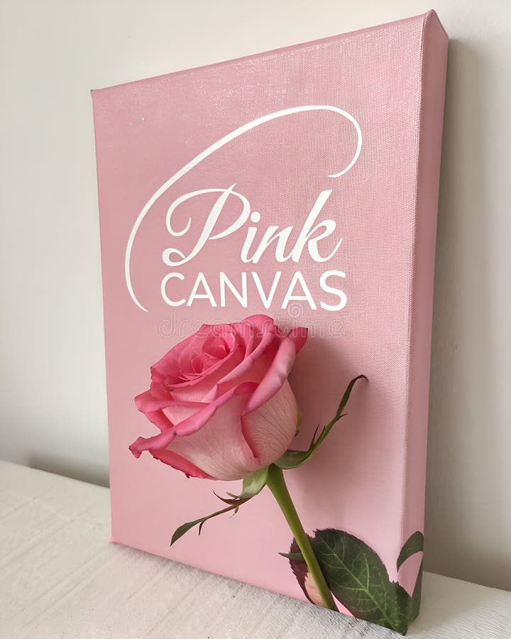 Pink Rose and Text Shown on Pink Canvas Stock Illustration ...