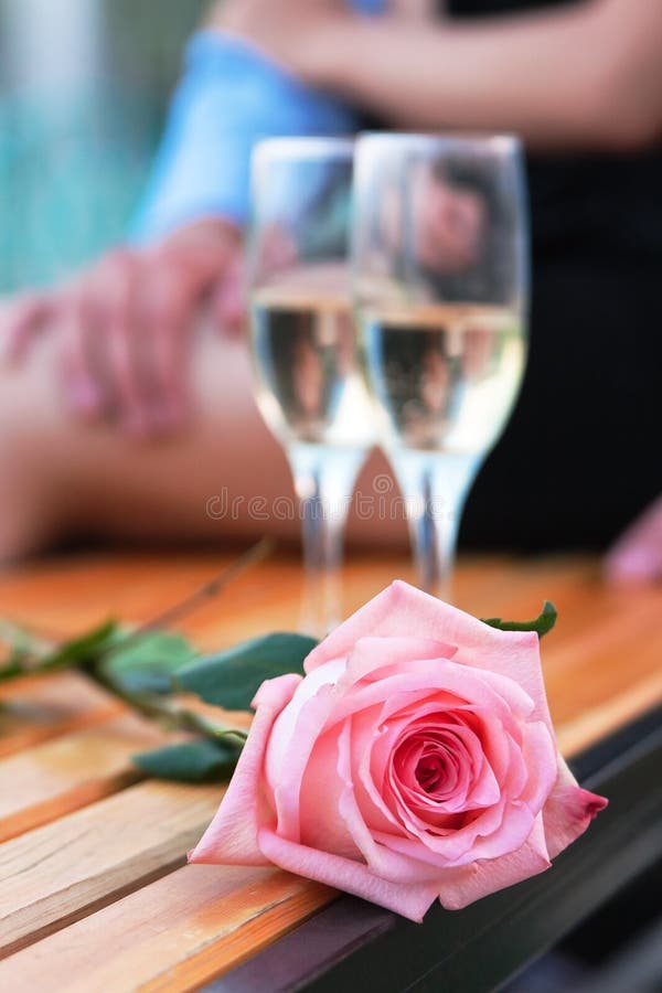 Pink Champagne and Pink Roses Stock Photo - Image of foliage, pink ...