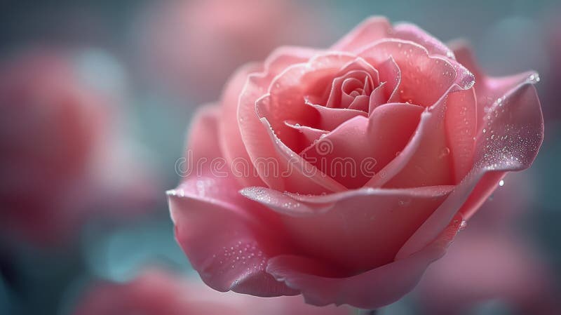 Pink Rose with Water Droplets Stock Image - Image of bright, petals ...