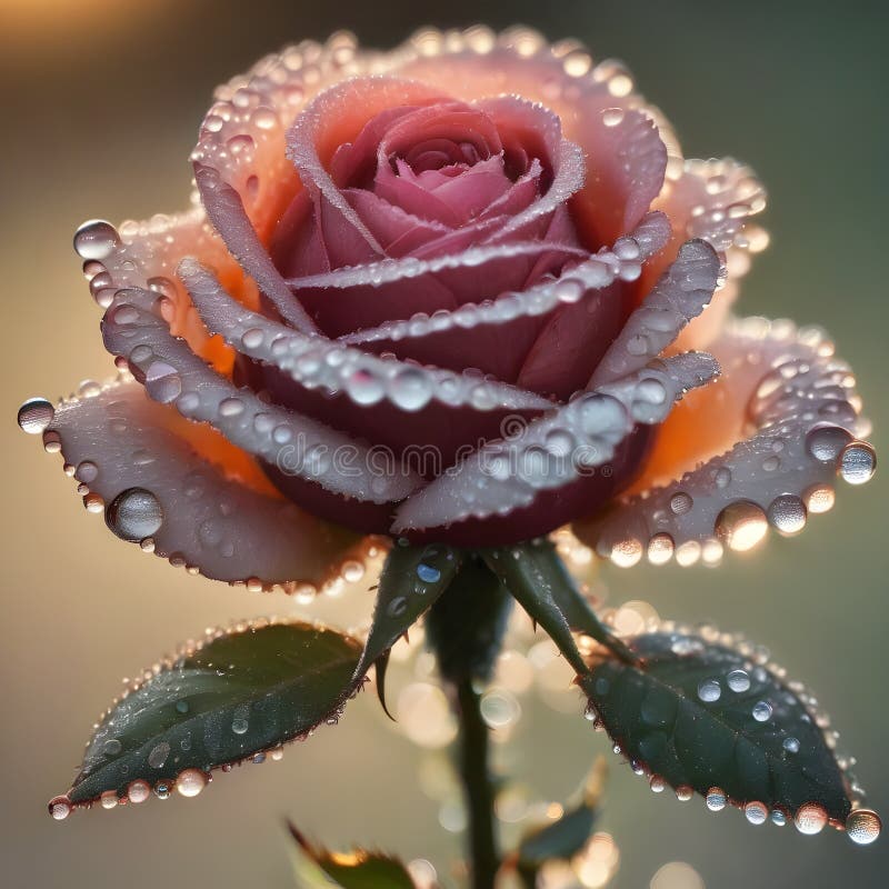 Pink Rose with Water Droplets Stock Illustration - Illustration of ...