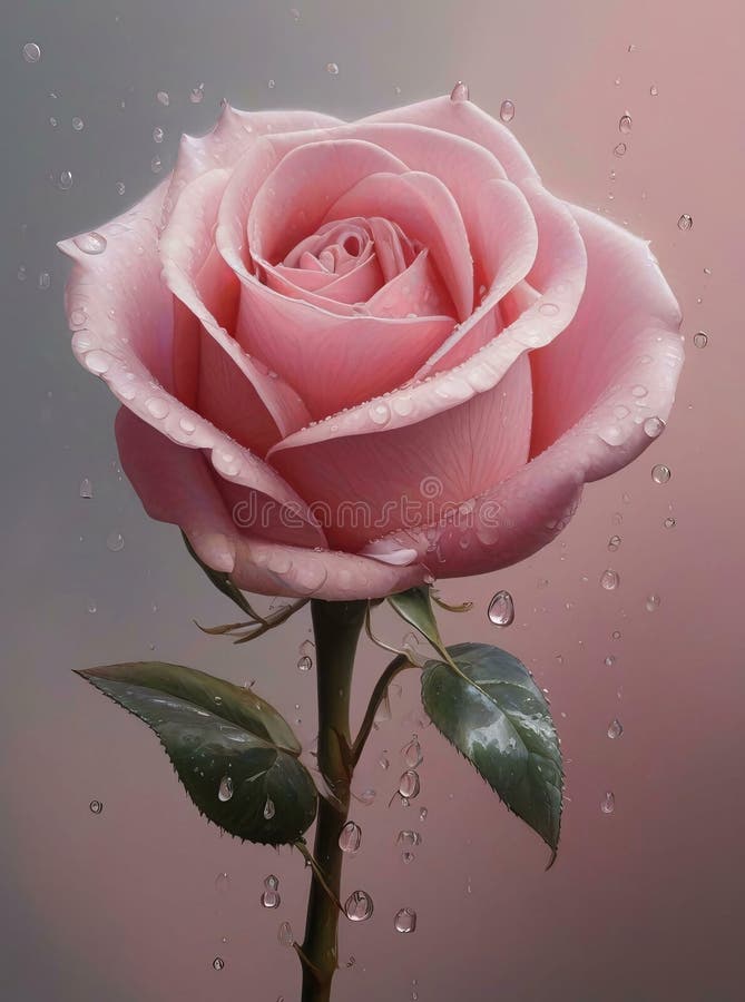 Pink Rose with Water Drops on Black Pink Rose with Drops of Water Pink ...