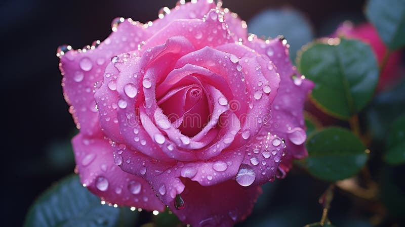 Pink Rose with Water Drops Isolated Energetic Stock Illustration ...