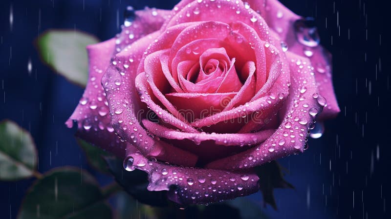 Pink Rose with Water Drops Isolated Energetic Stock Illustration ...