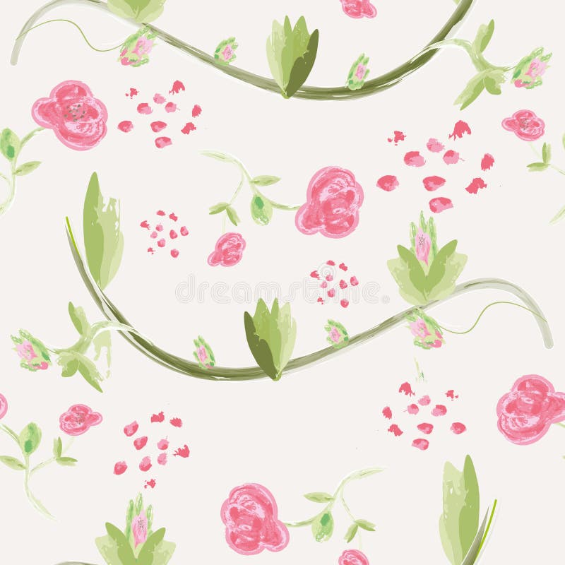 Pink Rose Watercolor Seamless Repeat Pattern Print Background Stock ...