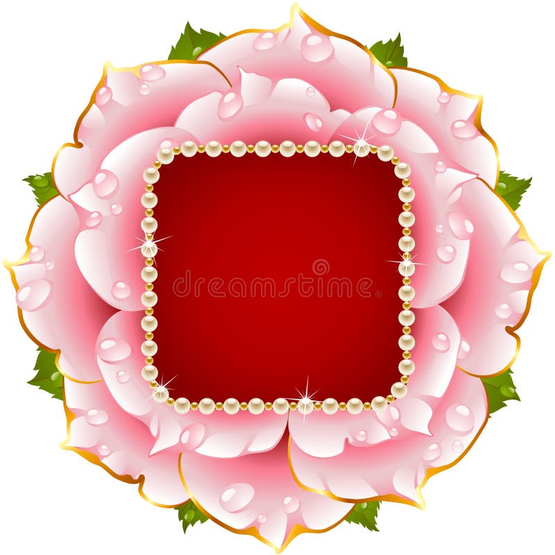 Pink Rose Wedding Frame with Pearl Stock Vector - Illustration of love ...