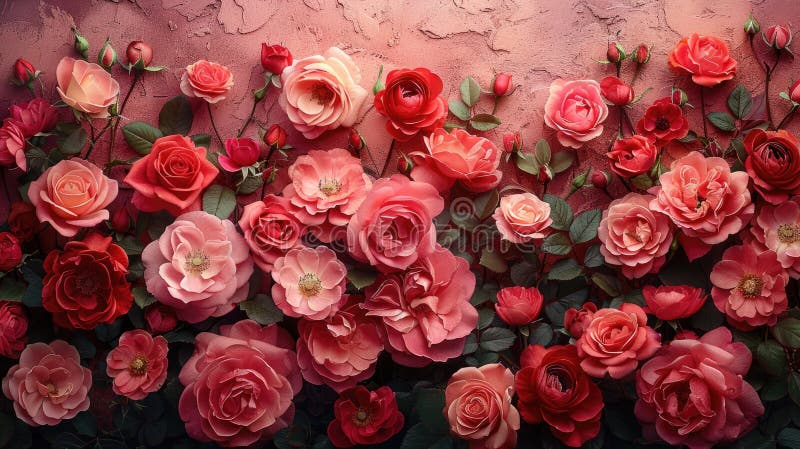 Pink Roses on Background, Ideal for Romantic Themes. Stock Image ...