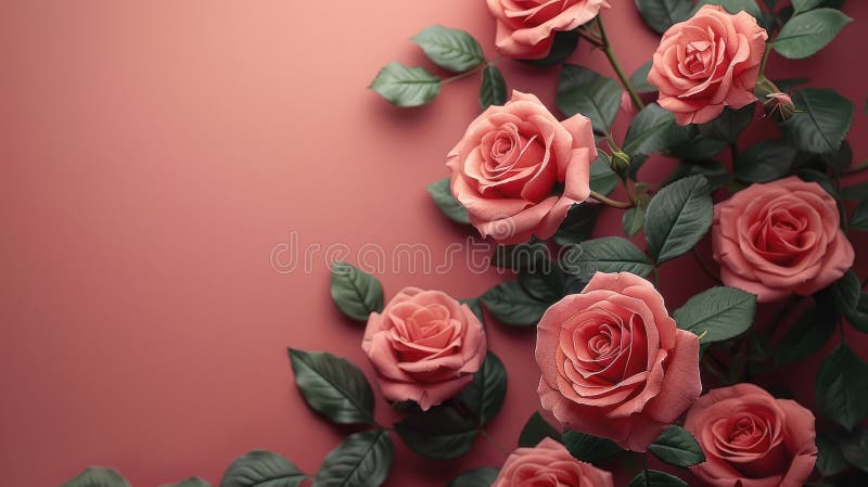 Pink Roses on Background, Ideal for Romantic Themes. Stock Illustration ...