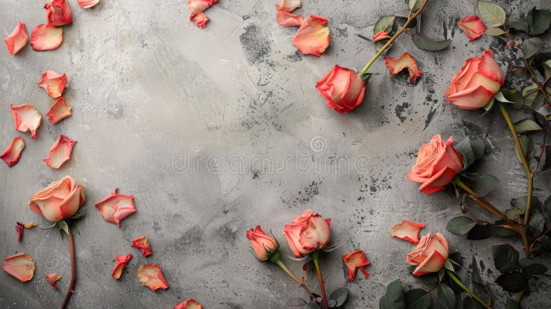 Pink Roses on Background, Ideal for Romantic Themes. Stock Image ...