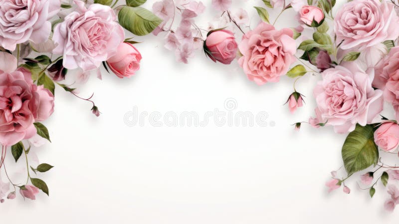 Pink roses border stock illustration. Illustration of roses - 294028195