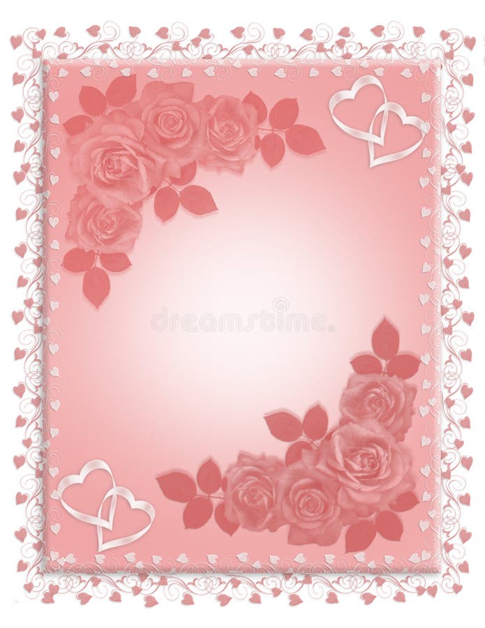 Wedding Invitation Border Pink Roses Stock Illustration - Illustration ...
