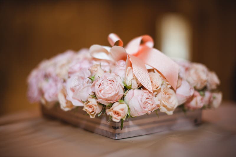 Pink Roses Bouquet with Bow Stock Image - Image of bloom, copy: 60530575