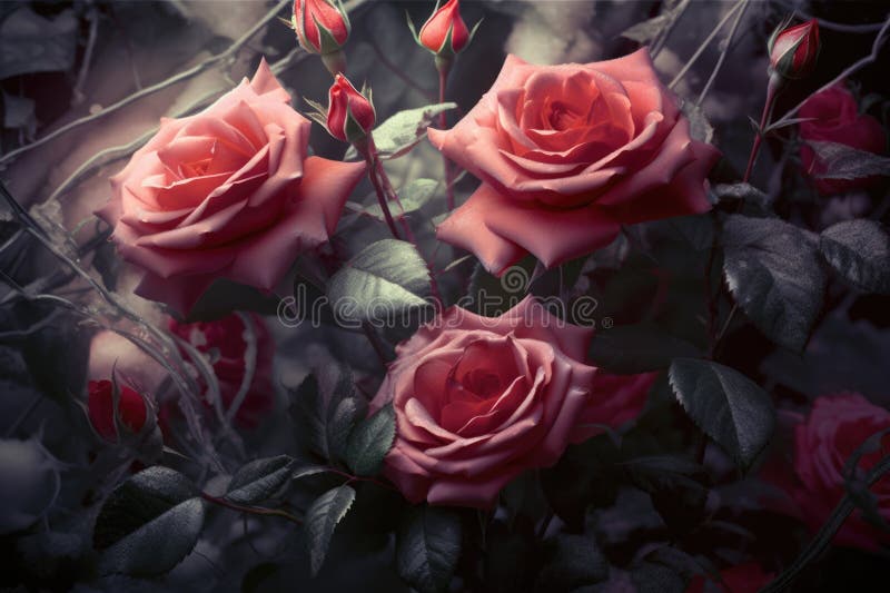 Pink Roses Bouquet, Computer Generated Art Stock Illustration ...