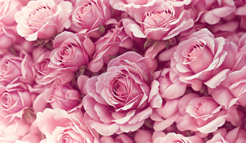 Pink Roses Flower Background Digital Art Wallpaper Stock Illustration ...
