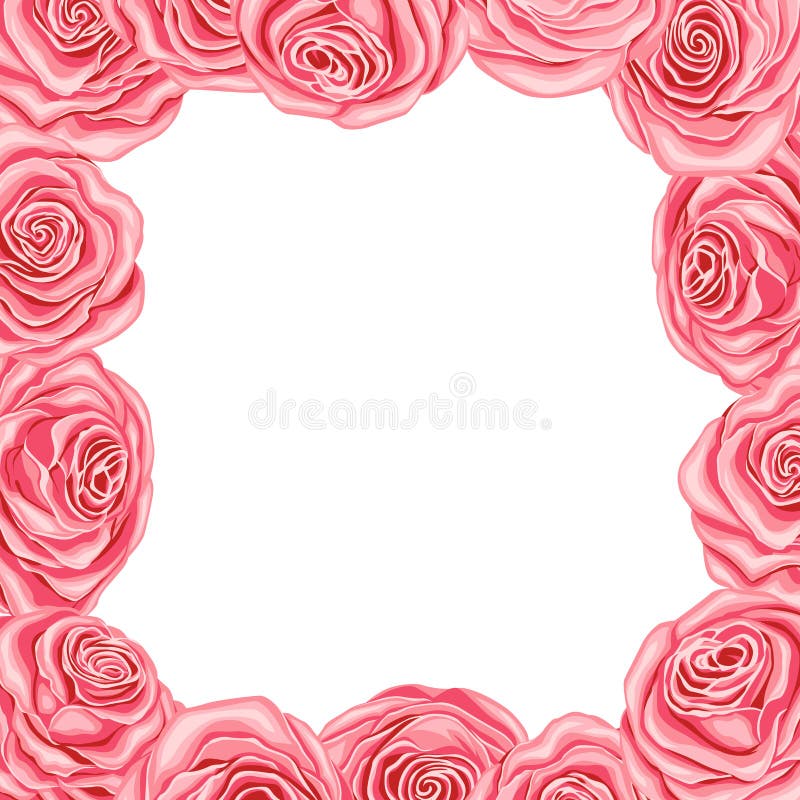 Pink roses frame stock vector. Illustration of valentine - 92945512