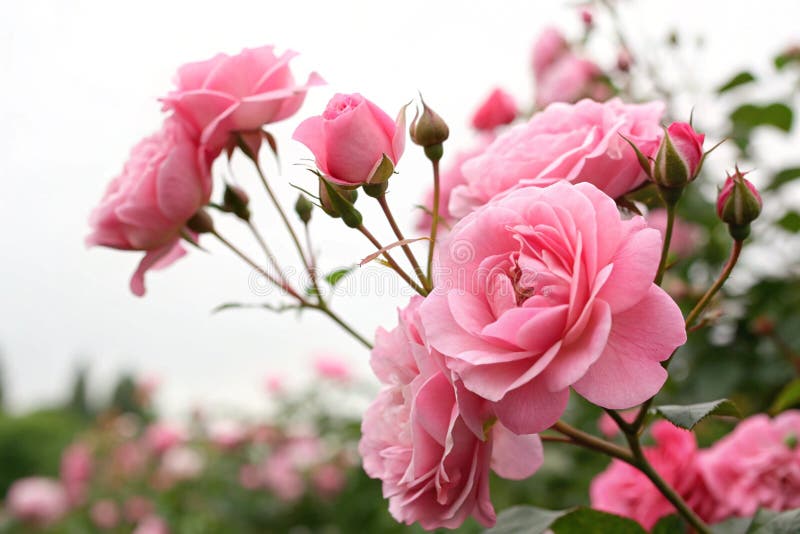 Pink Roses in Full Bloom stock illustration. Illustration of rose ...