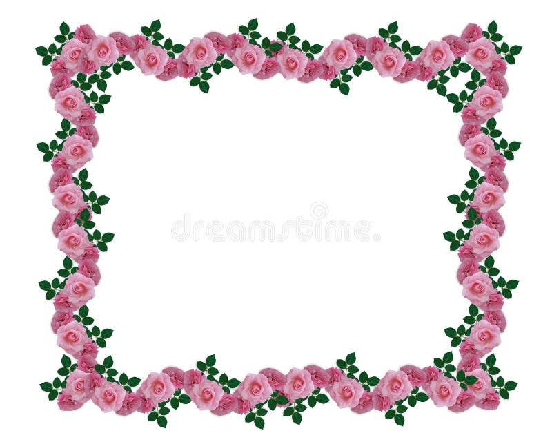 Pink Roses Border Frame Top Side Bottom Stock Photo - Image of edge ...