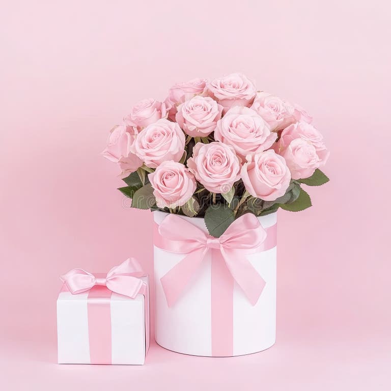 Pink Roses in Gift Box stock photo. Image of romance - 353275110
