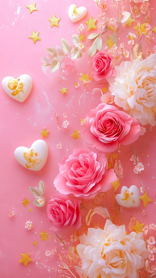 Rose Gold Hearts Arranged Pink Background Stock Photos - Free & Royalty ...