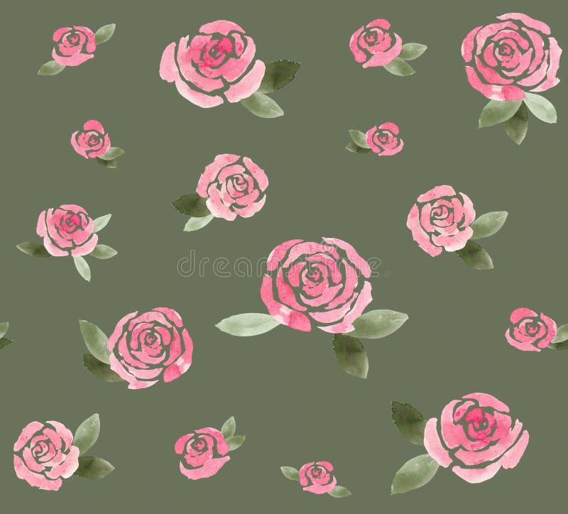 Pink Roses on Green Background Create a Vibrant Floral Pattern for ...